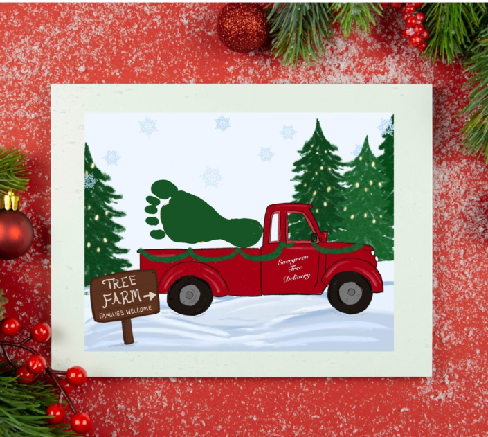 Handprint/Footprint Christmas Truck Canvas - Long X Arts Foundation