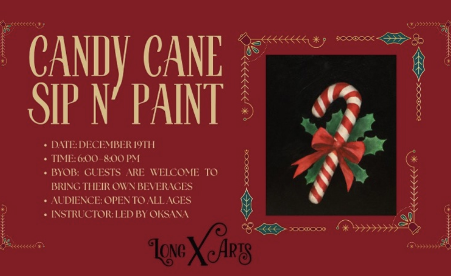 Candy Cane Sip 'n Paint - Long X Arts Foundation